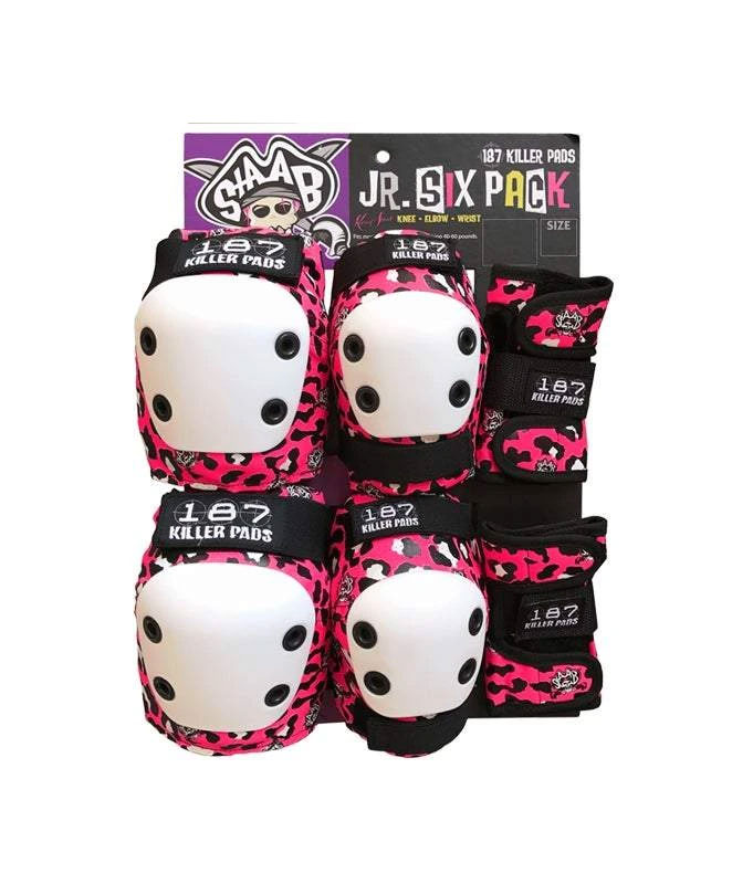 187 - Junior Six Pack Staab Pink - Knee Pads - Flatspot Longboard Shop