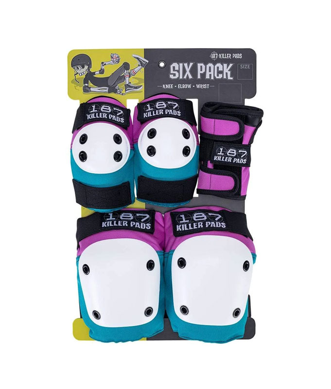 187 - Junior Six Pack Teal - Knee Pads - Flatspot Longboard Shop