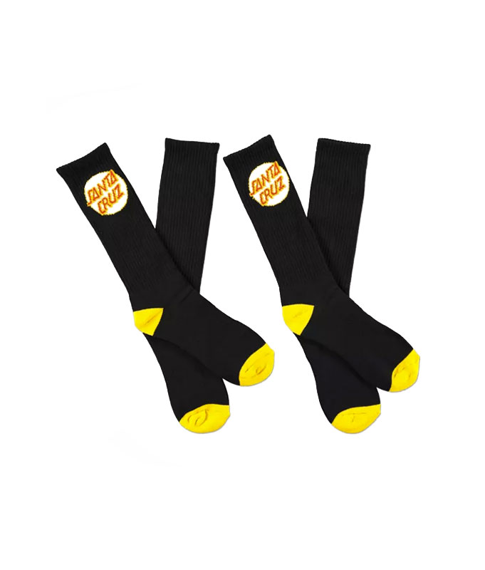 Santa Cruz - Classic Dot Black/Yellow Socks 2 Pack - Socks - Flatspot ...